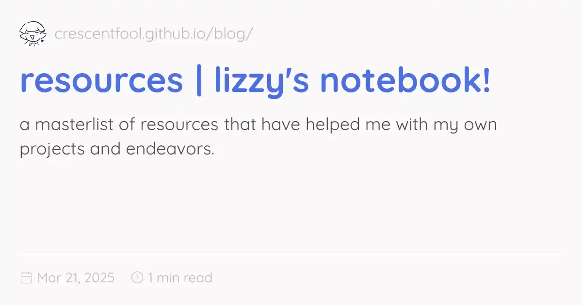 resources | lizzy's notebook!